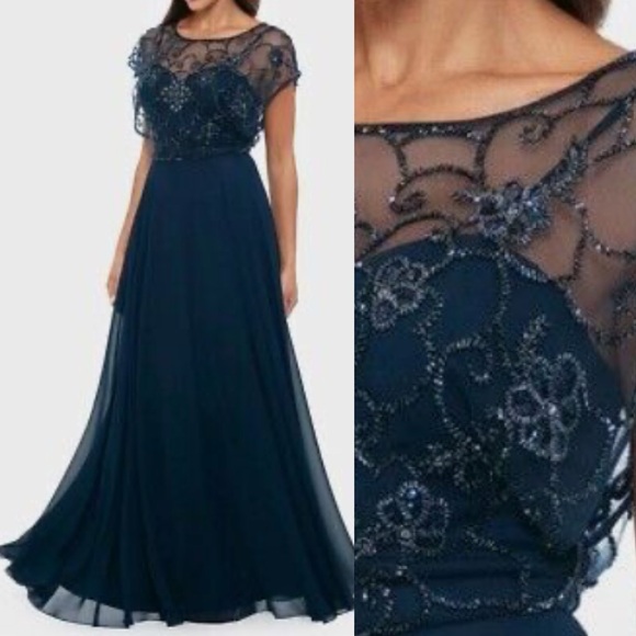 Xscape | Dresses | Womens Xscape Beaded Navy Formal Dress Size 6 Nwt ...